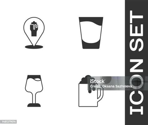 나무 맥주 잔 알코올 또는 바 위치 와인 잔 및 샷 아이콘을 설정합니다 벡터 단일 객체에 대한 스톡 벡터 아트 및 기타 이미지 단일 객체 데킬라 독한 술 디자인