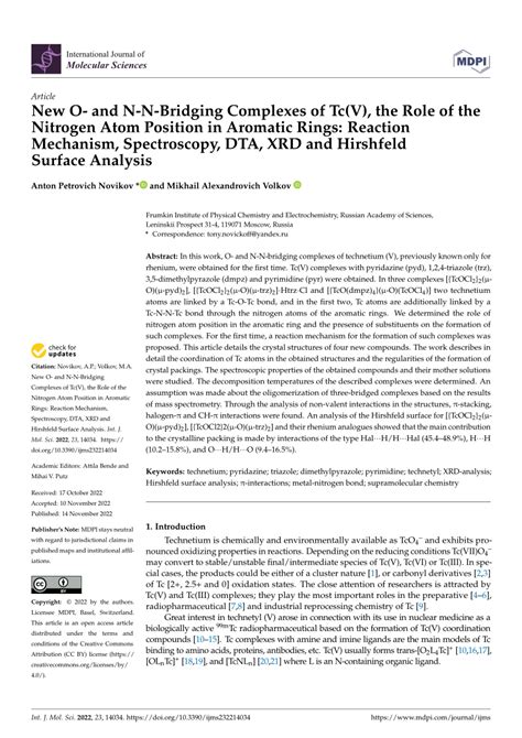 Pdf New O And N N Bridging Complexes Of Tcv The Role Of The