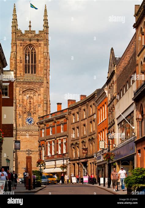 Derby Cathedral And Iron Gate In Derby City Centre England Uk Stock