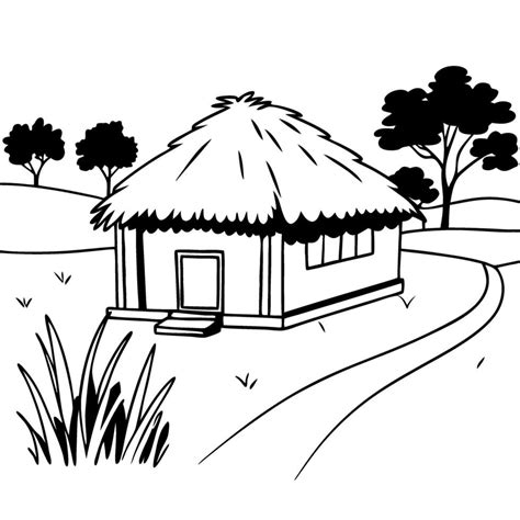 Traditional Grass Roof Hut Illustration For Rural Scenes 55277239