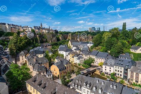 Panoramic Cityscape Of Luxembourg City Luxembourg With Historic