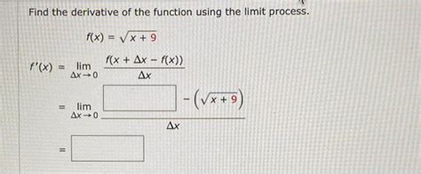 Solved Find The Derivative Of The Function Using The Limit
