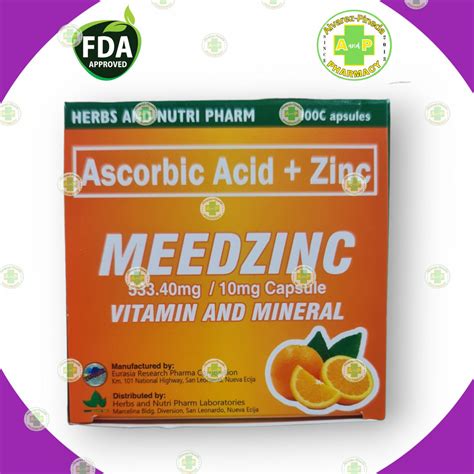 Meedzinc Ascorbic Acid With Zinc Vitamins C Capsule With Zinc Vit C