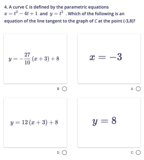 Solved A Curve C Is Defined By The Parametric Equations X Chegg
