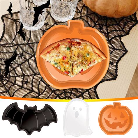 Mxtpov Cute Halloween Plates Halloween Pumpkin Spooky Bats Shape