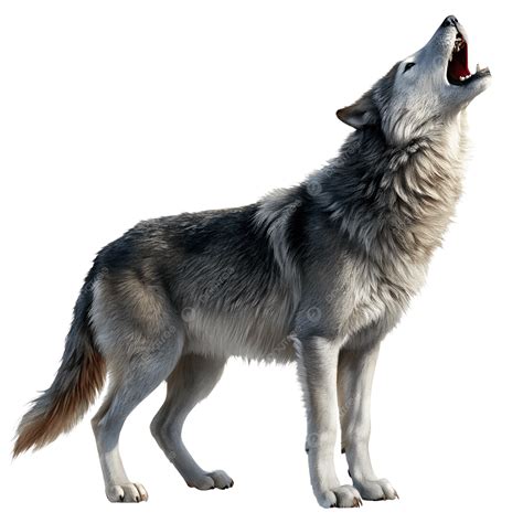 Howling Gray Wolf Clipart Illustration Isolated On Black Background