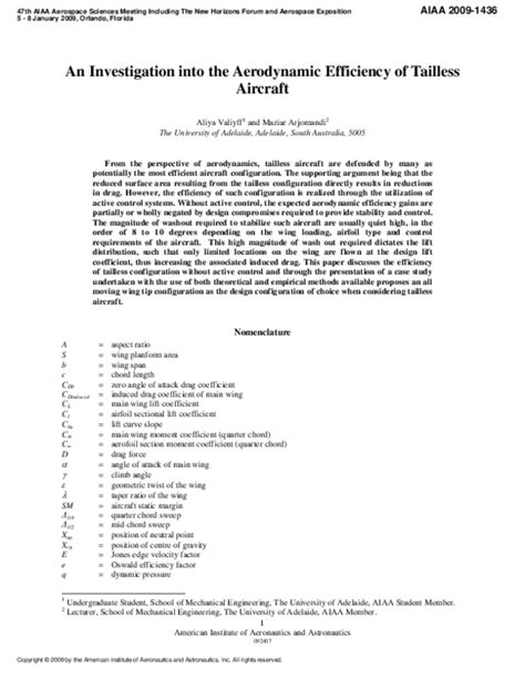 Pdf An Investigation Into The Aerodynamic Efficiency Of Tailles Aircraft