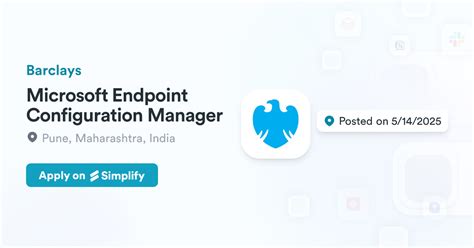 Microsoft Endpoint Configuration Manager Barclays Simplify Jobs
