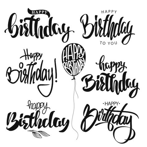 Premium Vector Happy Birthday Calligraphy Hand Lettering Set Vector