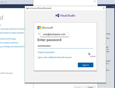 TFS Connection From Visual Studio Dotnet Copilot