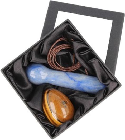 Set De Massage Yoni Oeil De Tigre Quartz Bleu 95 Cm Bleu