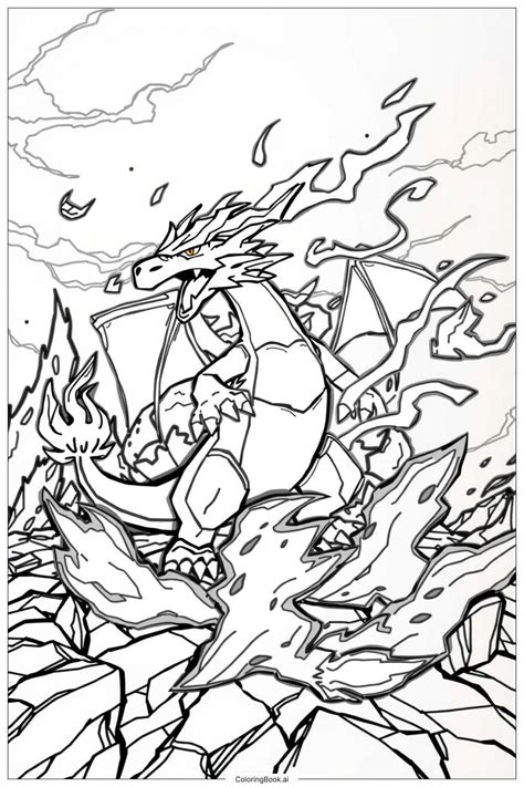 Pokemon Mega Black Charizard Coloring Pages 2025