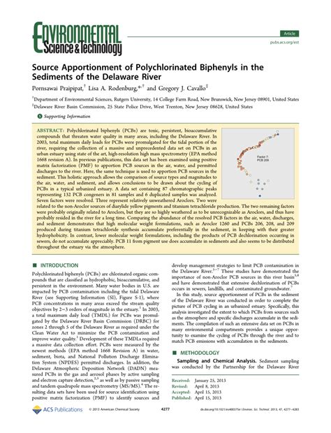 Pdf Source Apportionment Of Polychlorinated Biphenyls In The