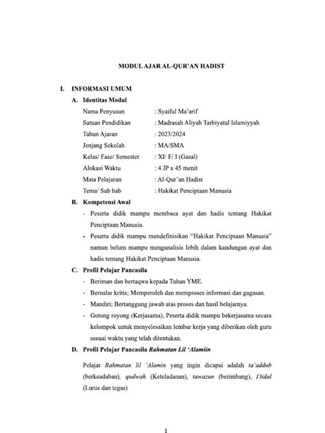 Uts Modul Ajar Syaiful Maarif Pdf