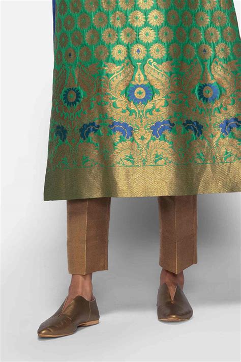 Buy Payal Khandwala Green Silk Brocade Kurta Online Aza Fashions