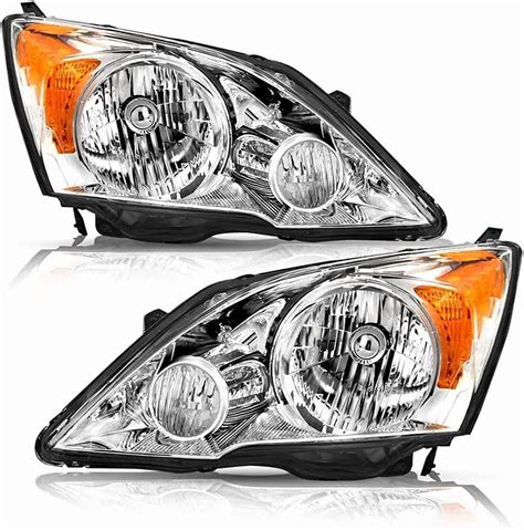 Ccpao Compatible With 2007 2011 Honda Crv Cr V Chrome Headlights Assembly Amber Corner Lamps