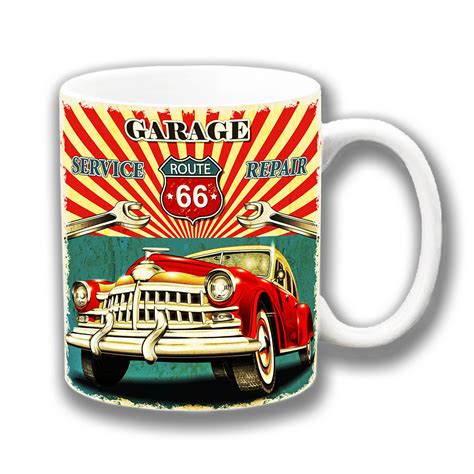 Route 66 Coffee Mug Garage Service Repair Vintage Retro