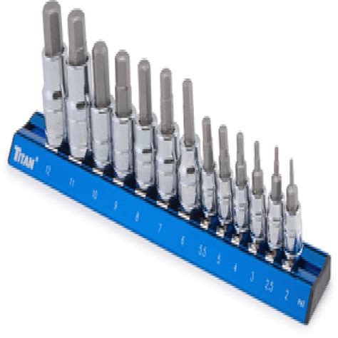 Titan 14 38 12 In Dr Metric Hex Bit Socket Set 13 Pc Titan 16124