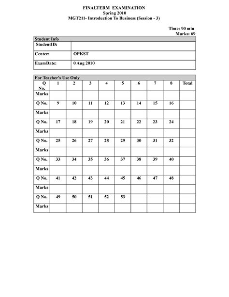 Spring 2010 Final Term Mgt211 F 2 Finalterm Examination Spring 2010