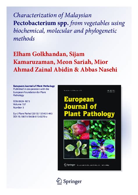 Pdf Characterization Of Malaysian Pectobacterium Spp From Vegetables Using Biochemical