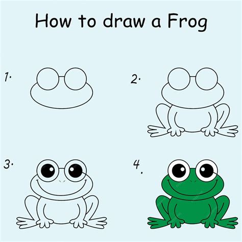Premium Vector Step By Step To Draw A Frog Drawing Tutorial A Frog