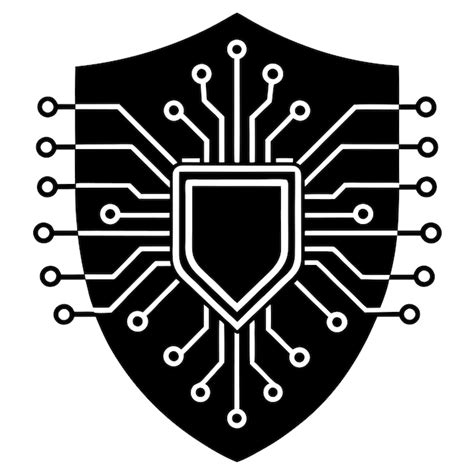 Cybersecurity Shield With Binary Code And Circuit Design Premium Vector