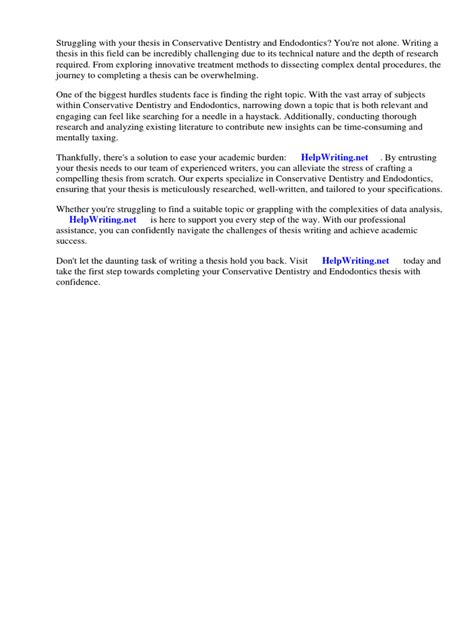 Conservative Dentistry And Endodontics Thesis Topics Pdf Dentistry