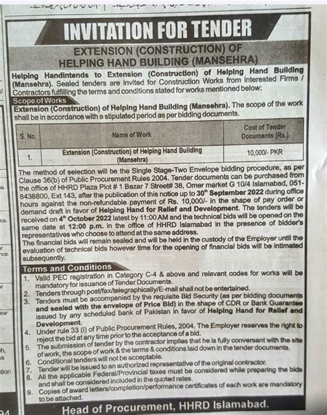 Naveed Alam On Linkedin Tender Notice Reputable Firms Can Apply