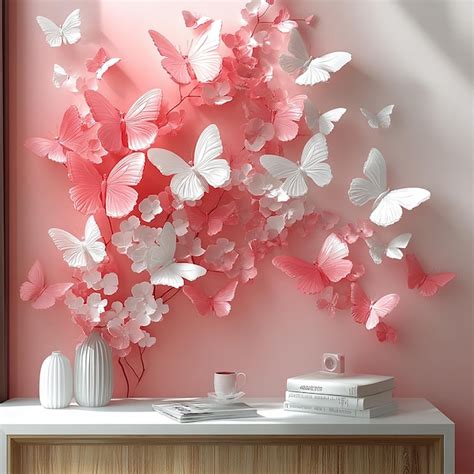 Beautiful Elegant Pink And White Butterflies Pink Theme Wallpaper