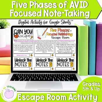 Avid Focused Note Taking Escape Room Digital And Printable For 5th