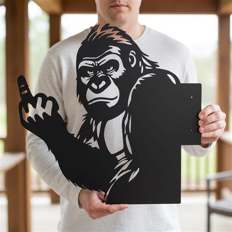 Gorilla Middle Finger Sign Playful Yet Rude Outdoor Decor Bold