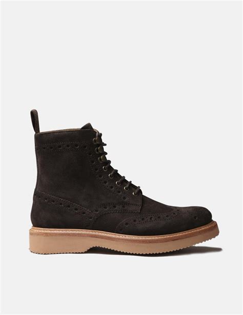 Grenson Fred Boot Suede Peat Brown Garmentory