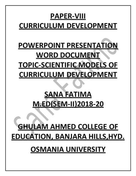 Models Of Curriculum Development Pptx
