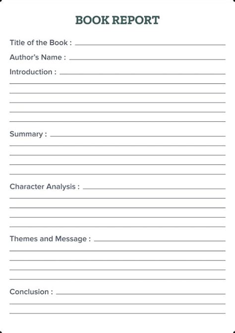 Printable Amazing Book Report Template Free Download And Print For You