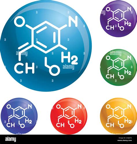 Chemistry Formula Icons Set Vector 6 Color Isolated On White Background