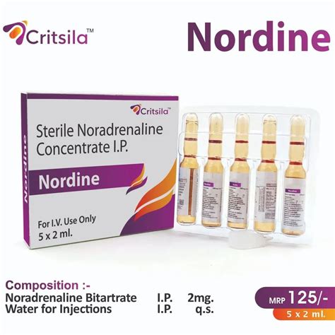 Norepinephrine 4mg Injection At ₹ 125 Piece Panchkula Id 2857518485030