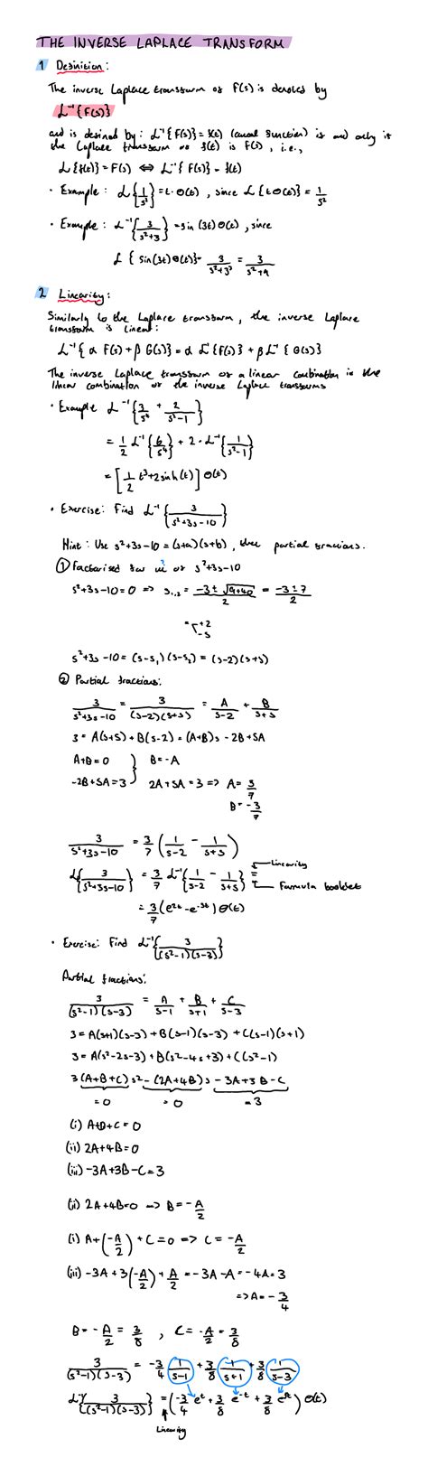 The Inverse Laplce Transform The Inverse Laplace Transform I