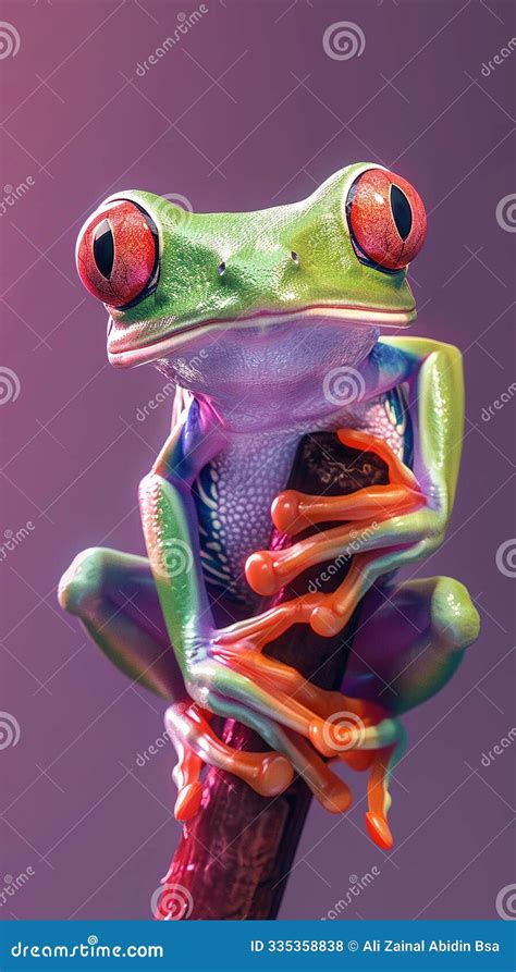 Vibrant Green Tree Frog Color Theory In Nature Stock Illustration