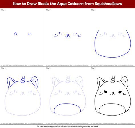 How To Draw Nicole The Aqua Caticorn From Squishmallows Squishmallows