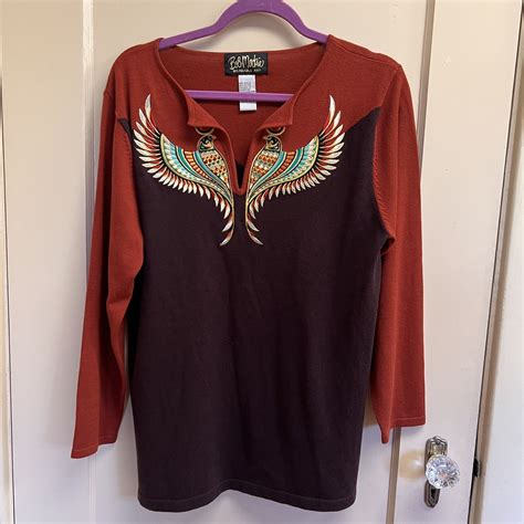 Bob Mackie Wearable Art” Womens Embroidered Phoenix Sweater Size M For