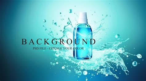 Premium Psd 3d Realistic Psd With Bottle Drop In The Water Splashes