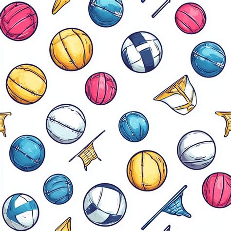 Illustration Pattern With Sports Club Volleyball Items Premium Ai