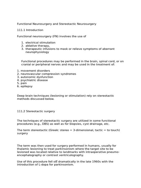 Functional Neurosurgery And Stereotactic Neurosurgery Pdf Radiation