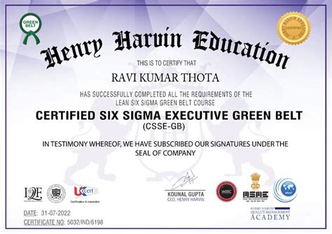 Im Happy To Share That I Have Successfully Completed Six Sigma Green Belt Course Thanks To