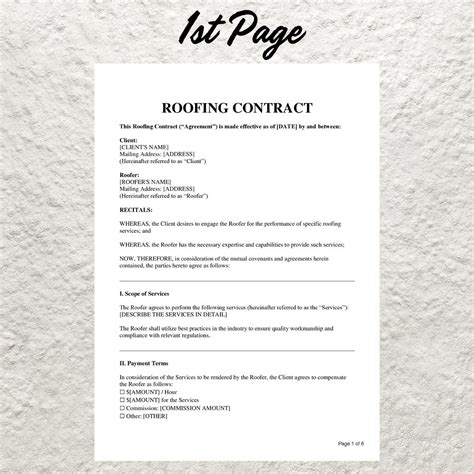 Editable Roofing Service Contract Template Business Agreement Pdf