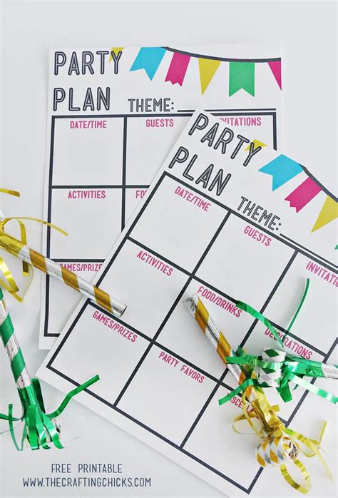 Party Plan Printable The Crafting Chicks