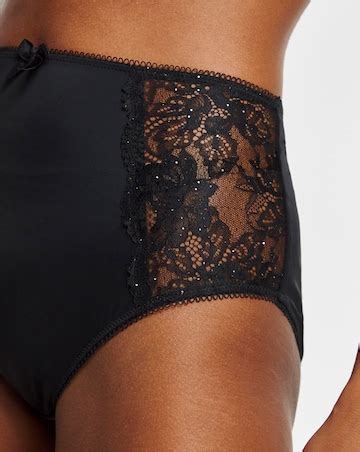 Pretty Secrets 2 Pack Ella Lace Full Brief Knickers Black Sparklered