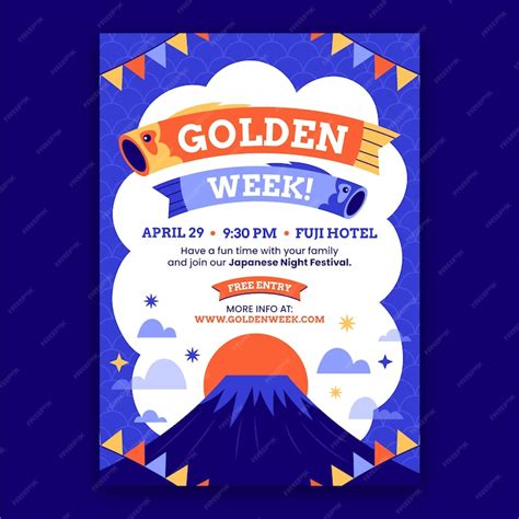Free Vector Flat Vertical Poster Template For Golden Week Celebration