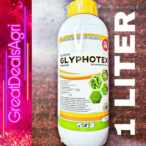 Glyphotex 480 Sl 1 Liter Bottle Grass Killer Glyphosate Herbicide