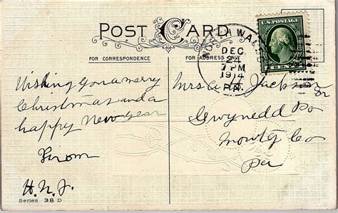 1914 Happy Christmas North Wales Pa Poinsettia James E Pitts Postcard